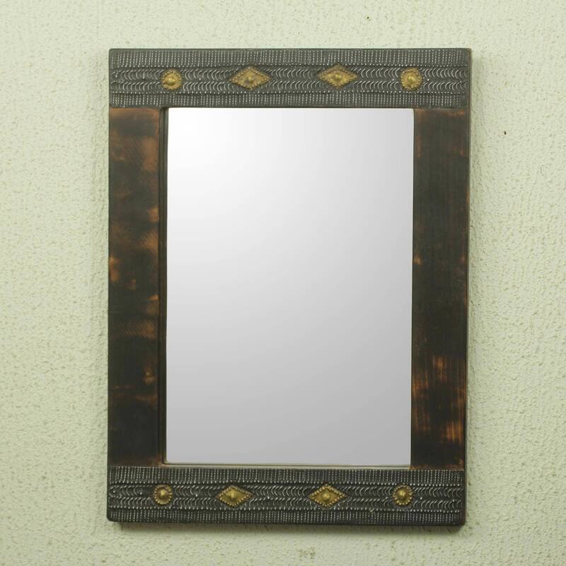 Handmade Earthtone Antique Textures Wall Mirror (Ghana) - Overstock ...