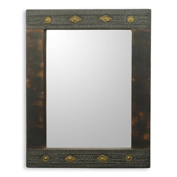 Handmade Earthtone Antique Textures Wall Mirror (Ghana) - Bed Bath ...