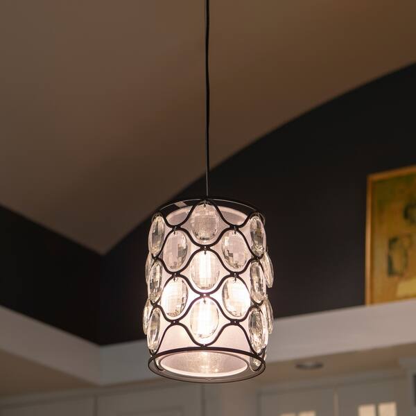 Claire Crystal and Steel Framework 1-Light Pendant - Bed Bath & Beyond - 23126473