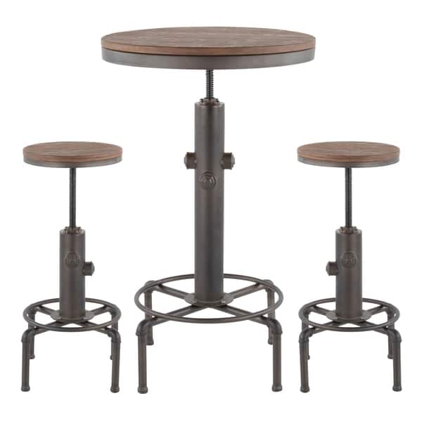 Hydra 3-Piece Industrial Bar Set in Metal and Wood - N/A - Bed Bath ...