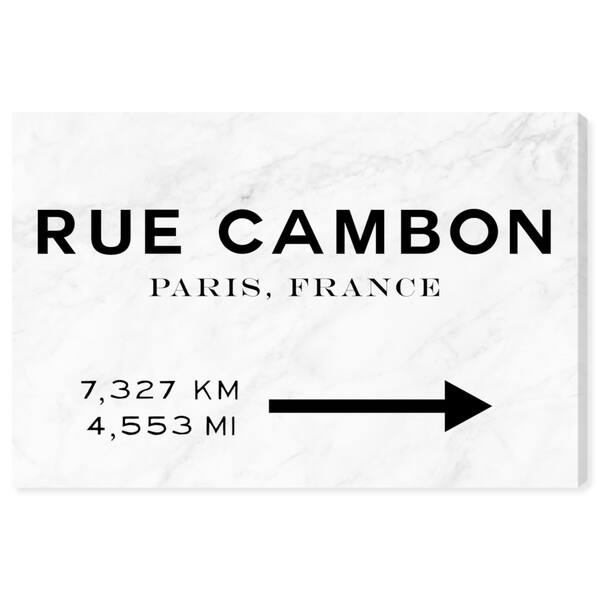 Oliver Gal 'Rue Cambon Road Sign' Fashion and Glam Wall Art Canvas ...