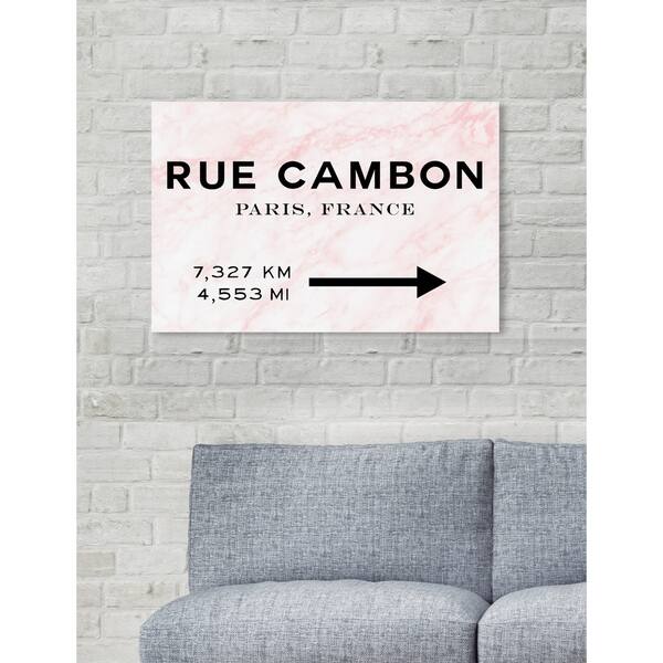 Oliver Gal 'Rue Cambon Road Sign Pink' Fashion and Glam Wall Art Canvas ...