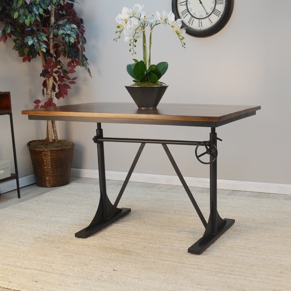 Rhett Adjustable Elm and Black Table Brown Bed Bath Beyond 23134656
