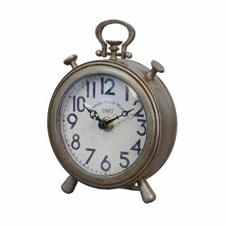 Antique Silver Metal Table Top Clock - Bed Bath & Beyond - 23146557