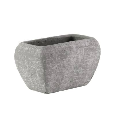 Cement Recessed Lip Rectangular Pot With Tapered Bottom, Small, Light ...