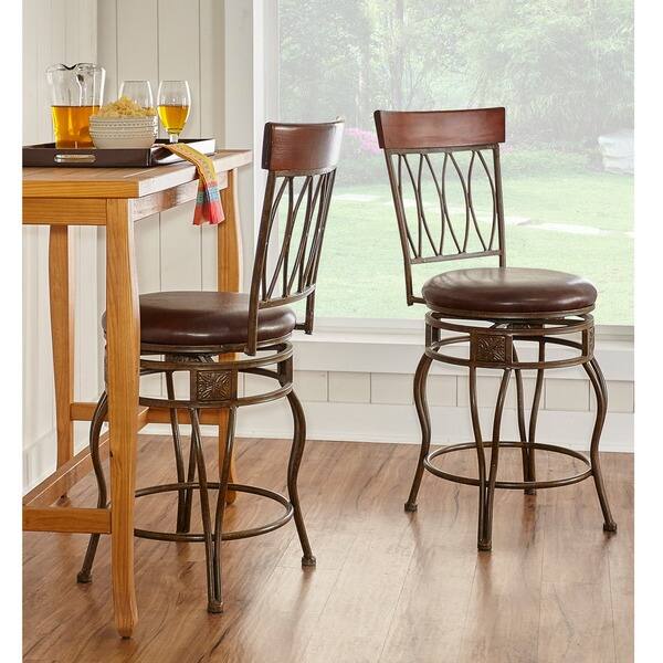 Linon Bronze Counter Stool, Elliptical Back Design (As Is Item) - Bed ...