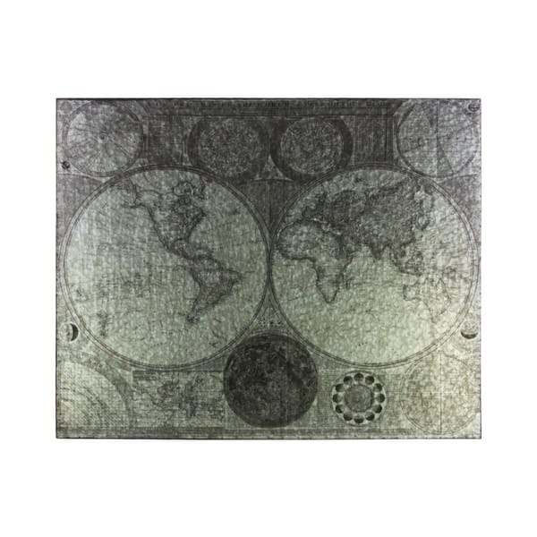 Metal Etched Painting of "Old Century" Map, Galvanized Gray - Bed Bath ...