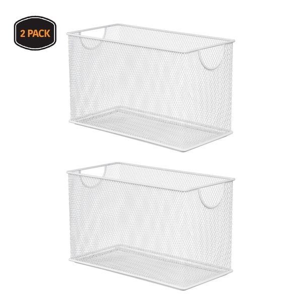 Ybm Home Household White Wire Mesh Open Bin Shelf Storage Basket ...