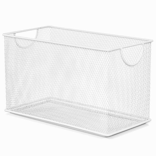 Ybm Home Household White Wire Mesh Open Bin Shelf Storage Basket ...