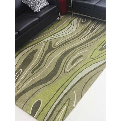 Hand Tufted Wool Area Rug Abstract Green - Overstock - 23432295