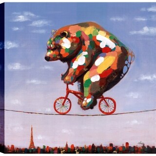 ArtMaison Canada 'Circus Bear' Multicolor Animal Art 36-inch x 36-inch ...