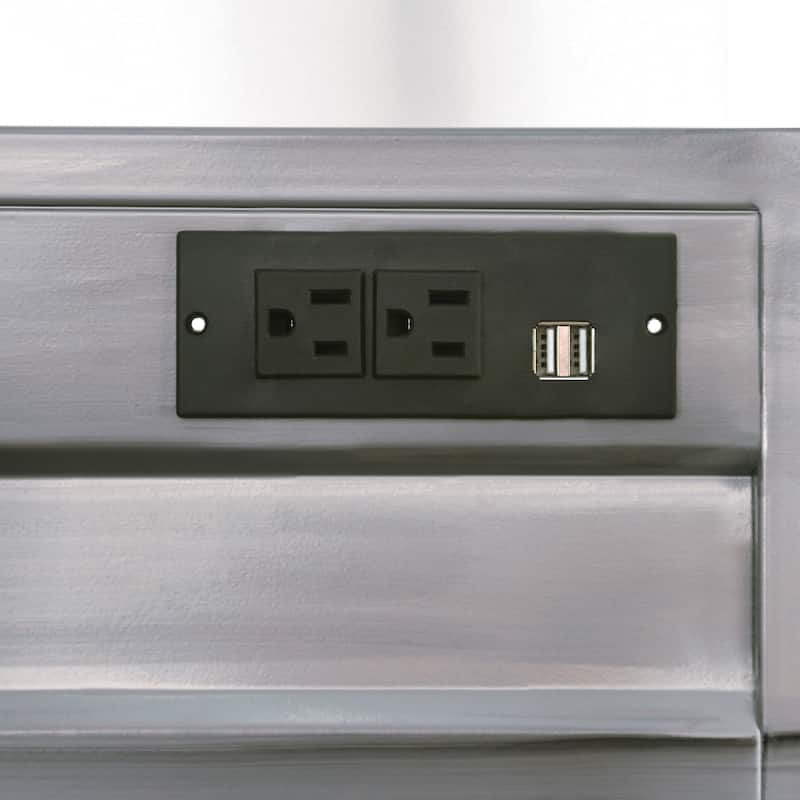 Woolf Industrial Sliver 47-inch Metal Computer Desk with USB Outlet by ...