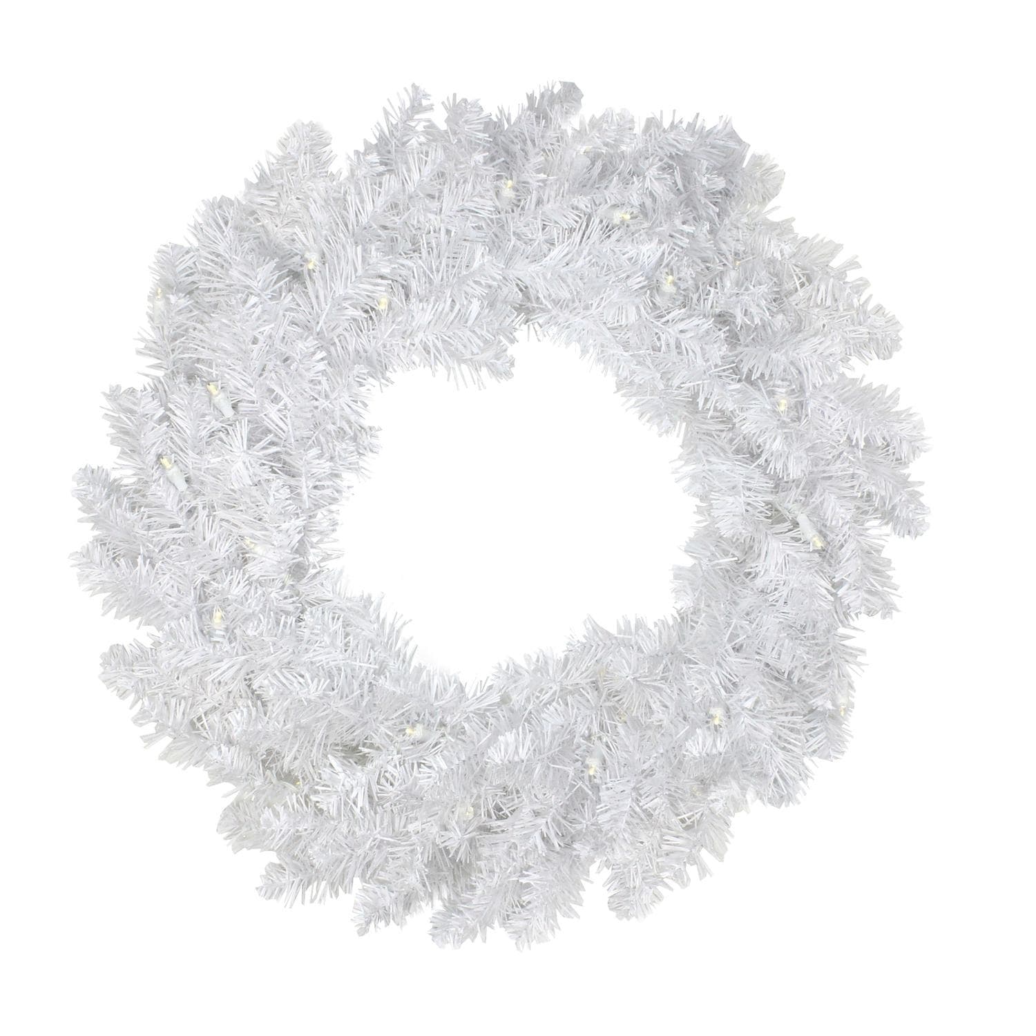 Flocked Glittery Pine LED Artificial Wreath 24 Warm White Lights ...