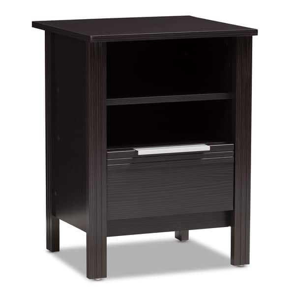 Urban Designs Chapman 1-Drawer Wooden Nightstand in Wenge Brown Finish ...
