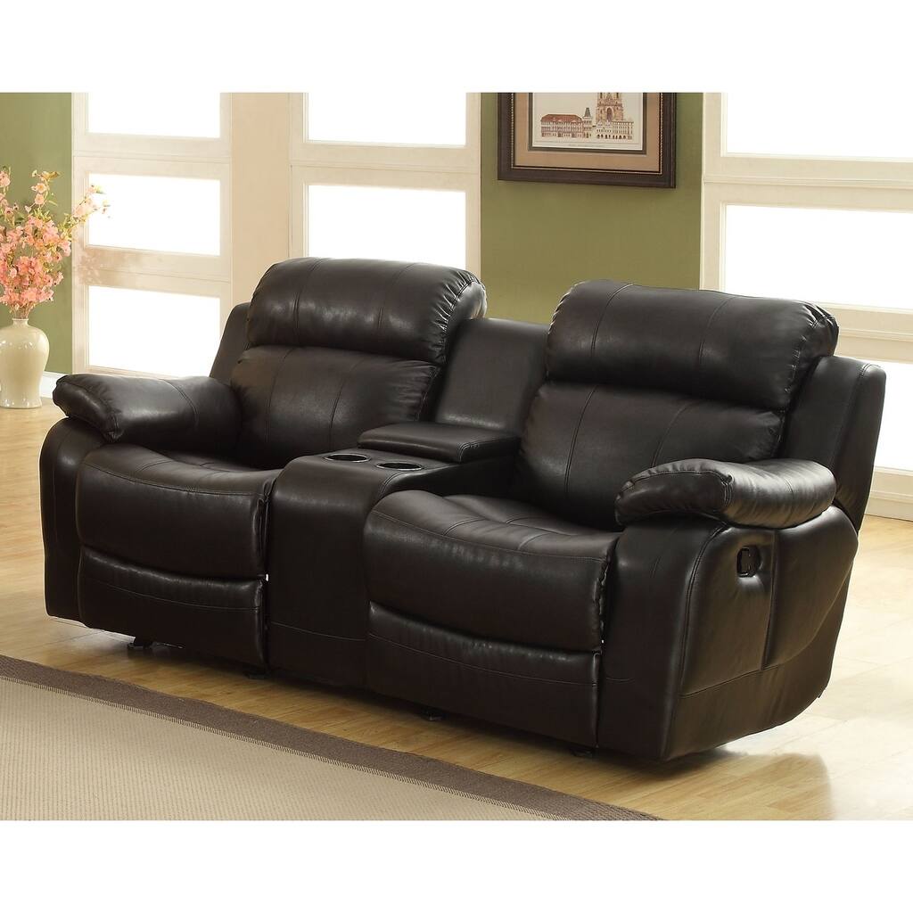 Double Glider Recliner Loveseat with Center Console, Black - Overstock ...