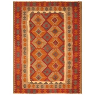 Handmade One-of-a-Kind Mimana Wool Kilim (Afghanistan) - 6'7 x 9'1 ...