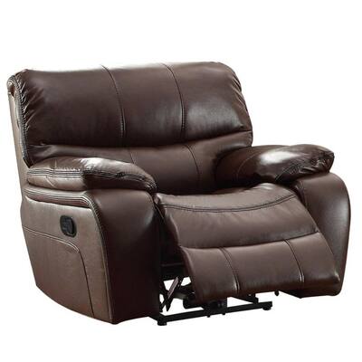 Glider Reclining Chair with Gel Match Leather Upholstery, Dark Brown ...