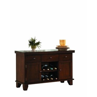 Wood Server With 2 Horizontal Wine Racks, Dark Oak - Bed Bath & Beyond ...