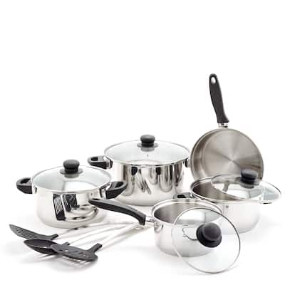 12-piece Stainless Steel Cookware Set - Overstock - 23484260