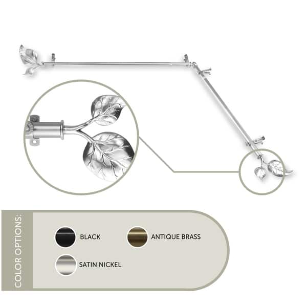 Rod Desyne Ivy Finial 13/16" Corner Window Curtain Rod 66-120" Each ...