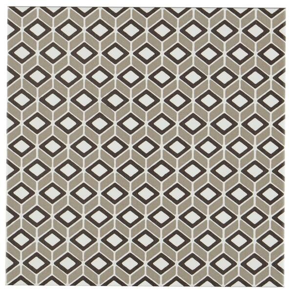 Hand-Made Encaustic Look 8X8 Bullseye White & Brown Decorative Blend ...