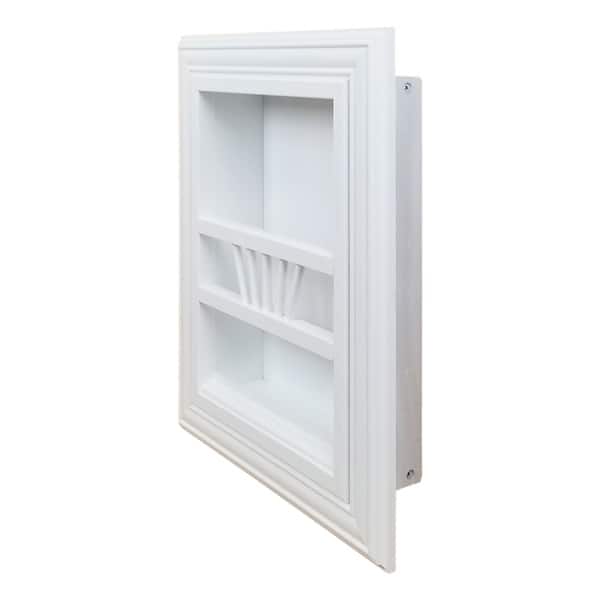 Aubrey Recessed White Wood Bathroom Magazine Rack - 49.5h x 29.5w x 3 ...