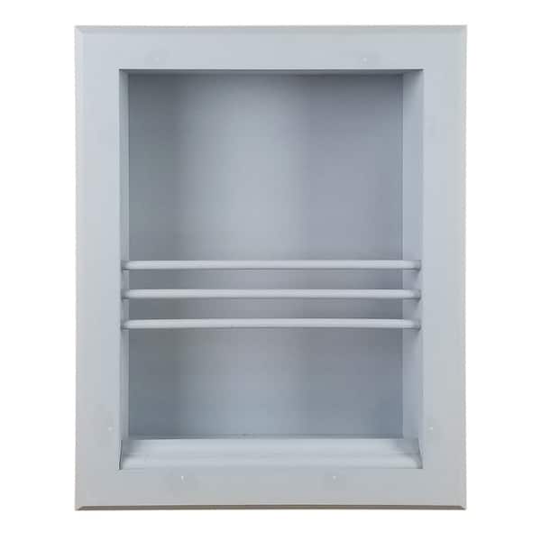 Blanco Recessed Primed Wood Bathroom Magazine Rack - 37.5h x 29.5w x 3 ...