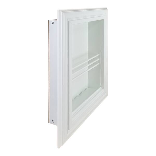 Blanco Recessed White Wood Bathroom Magazine Rack - 49.5h x 29.5w x 3 ...