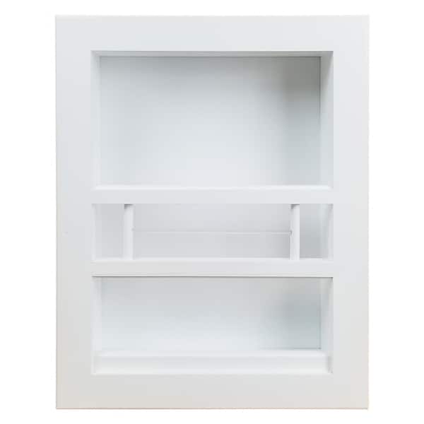 HIGGINS Recessed White Wood Bathroom Magazine Rack - 49.5h x 29.5w x 3 ...