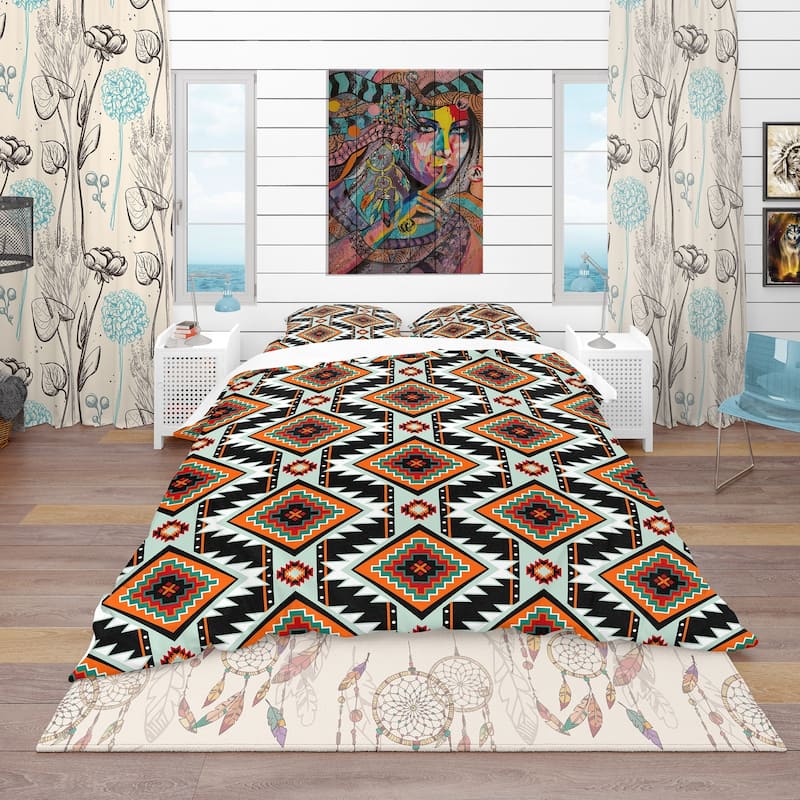 Designart 'First Nations Pattern' Southwestern Bedding Set - Duvet ...