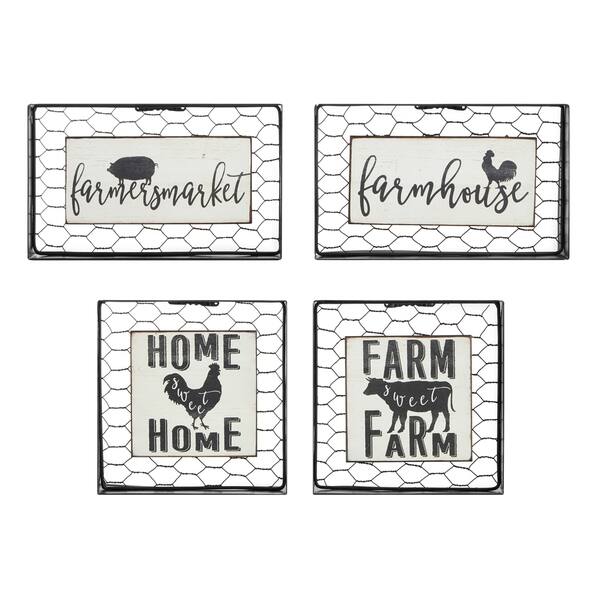 Farmhouse Black and White Wall Blocks (Set of 4) - Bed Bath & Beyond ...