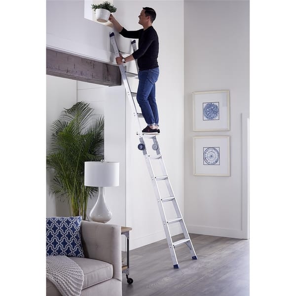 COSCO 2-in-1 Aluminum Multi-Position Step and Extension Ladder-12 FT ...