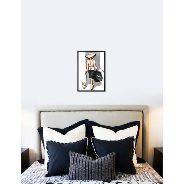 Oliver Gal 'Go For a Walk Paris' Black Fashion Framed Art Print - Bed ...