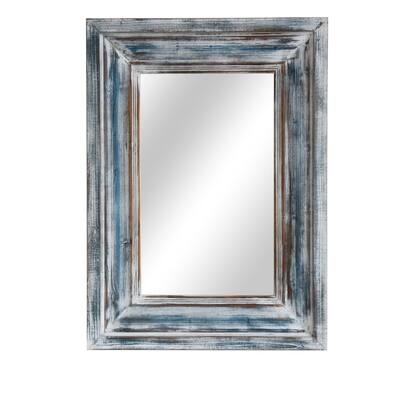 Blue Reflection Blue Horizontal and Vertical Wood Wall Mirror - 2x33 ...
