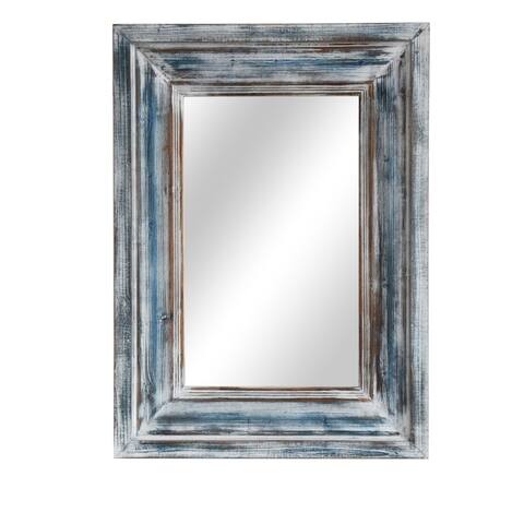 Blue Reflection Blue Horizontal and Vertical Wood Wall Mirror - 2x33 ...