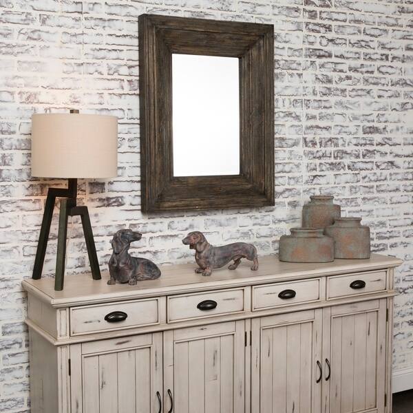 Quentin Brown and Grey Fir Wood Mirror - Natural - 2.76x36.02x27.95 ...