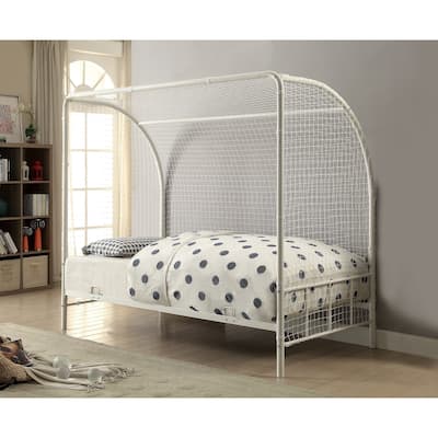 Metal Twin Size Soccer Goal Bed with Real Nylon Net, white - Overstock ...