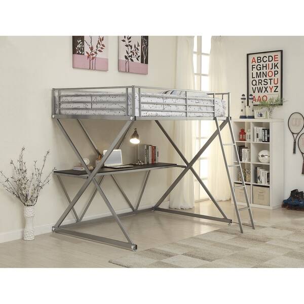 Full Size Metal Workstation Loft Bunk Bed, Silver - Bed Bath & Beyond ...