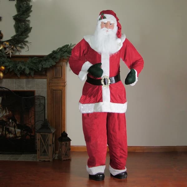 Huge 6 Foot Life-Size Decorative Plush Standing Santa Claus - Bed Bath ...