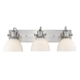 Carbon Loft Barton 3-light Bath Vanity in Pewter with Opal Glass - Bed ...