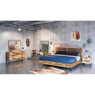 Modrest Sala Modern Light Wood Eastern King Bedroom Set - Overstock ...