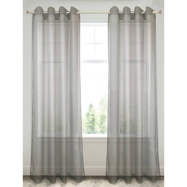 Plain Voile Grey Window Panel - Bed Bath & Beyond - 23585485
