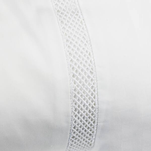 Lattice Crisp Percale Cotton Lace Sheet Set - Bed Bath & Beyond - 23592222