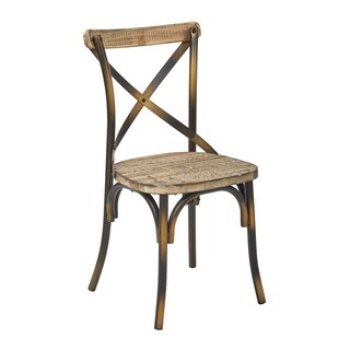 Somerset X-Back Antique Copper Metal Chair with Hardwood Vintage Walnut ...
