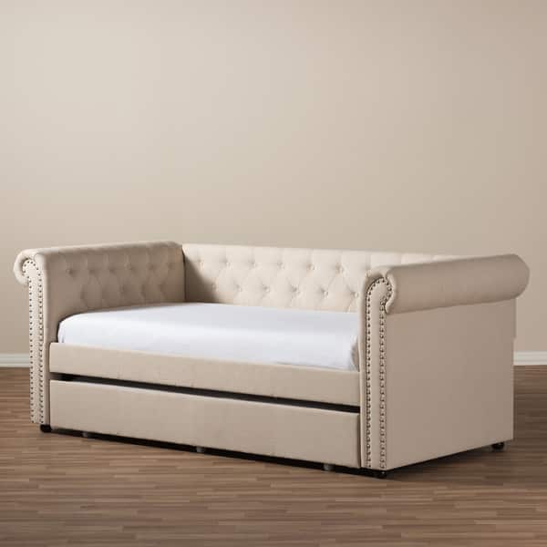 Taylor & Olive Cattail Upholstered Trundle Daybed - On Sale - Bed Bath ...