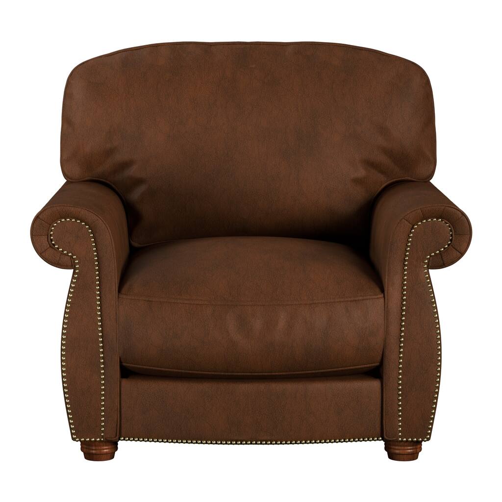 Made to Order Roxton 100% Top Grain Leather Chair - Overstock - 23620568