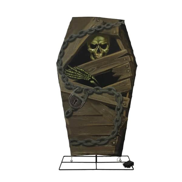 48" Battery Operated LED Lighted Skeleton in Coffin with Timer ...