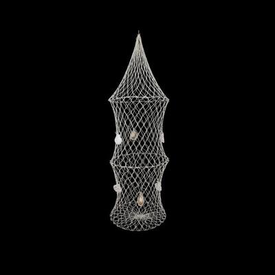 26" Hanging Cream Fisherman's Net Basket with Seashells Decoration ...