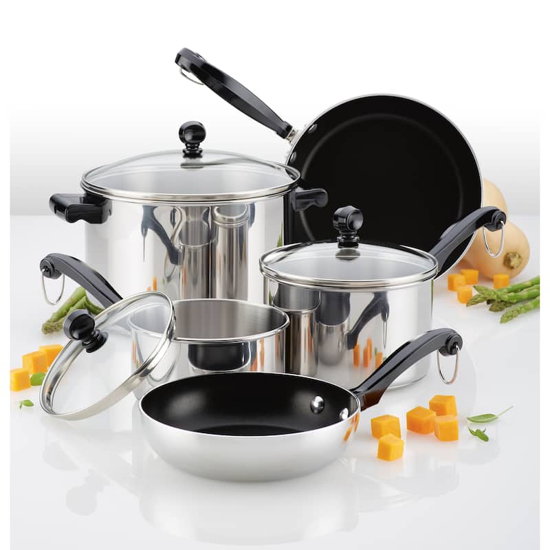 Farberware Classic Series Stainless Steel Nonstick 10pc Cookware Set ...