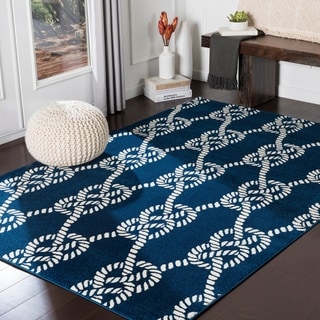 Porch & Den Kaybern Navy Nautical Rope Area Rug - 3'3" x 5' - Bed Bath ...